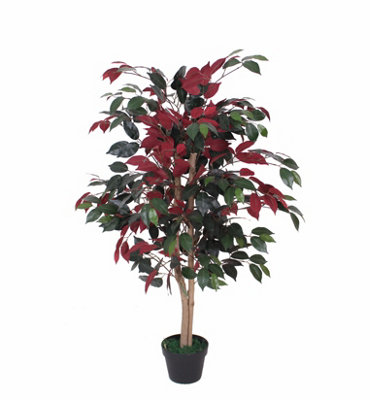 Tradala 4ft Lush Artificial Tree Ficus 120cm / 4ft Tall with Real Wood ...