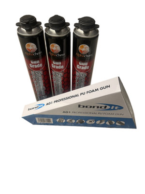 Trade Gun grade gap filler Expanding foam 750ml - 1x Foam Gun - 3x Gun ...