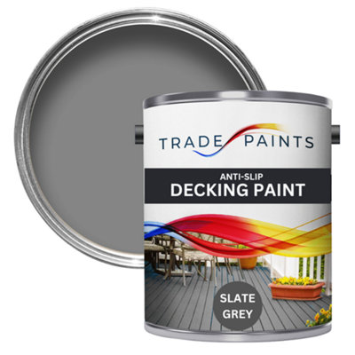 Trade Paints Decking Paint - Anti Slip - Battleship Slate Grey - 5L