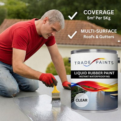 Trade Paints Liquid Rubber Clear Coating 5Kg LeakFix Instant Waterproof ...