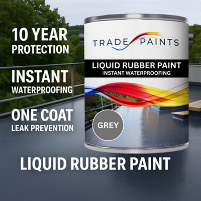 Trade Paints Liquid Rubber Grey Coating 5Kg LeakFix Instant Waterproof ...