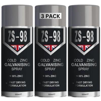 Trade Paints ZS-98 Zinc Galvanising Spray Can Paint 3x500ml