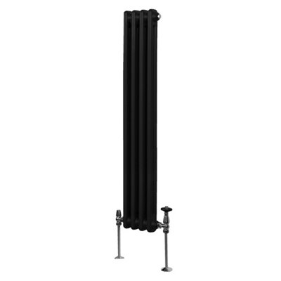 Traditional 2 Column Radiator - 1500 x 202 mm - Black | DIY at B&Q