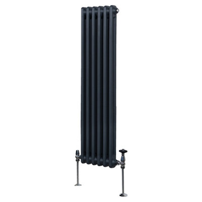 Traditional 2 Column Radiator - 1500 x 292 mm - Anthracite | DIY at B&Q