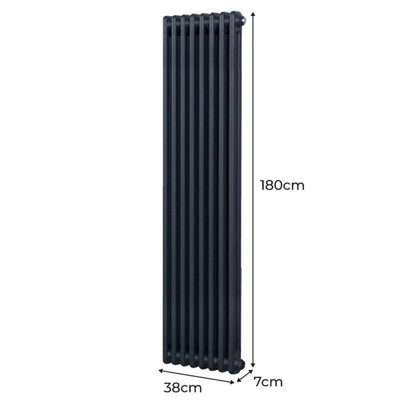 Traditional 2 Column Radiator - 1800 x 382 mm - Anthracite