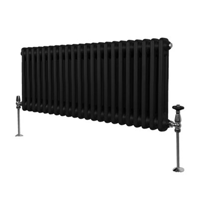 Traditional 2 Column Radiator - 300 x 1012 mm - Black | DIY at B&Q