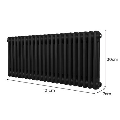 Traditional 2 Column Radiator - 300 x 1012 mm - Black