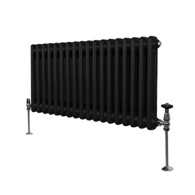 Traditional 2 Column Radiator - 300 x 832 mm - Black | DIY at B&Q