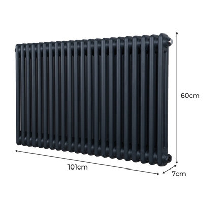 Traditional 2 Column Radiator - 600 x 1012 mm - Anthracite