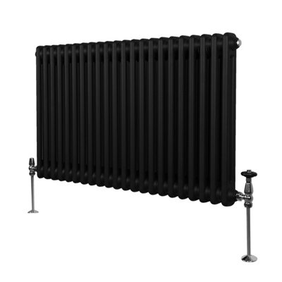 Traditional 2 Column Radiator - 600 x 1012 mm - Black | DIY at B&Q