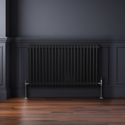 Traditional 2 Column Radiator - 600 x 1012 mm - Black | DIY at B&Q