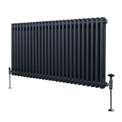 Traditional 2 Column Radiator - 600 x 1192 mm - Anthracite | DIY at B&Q