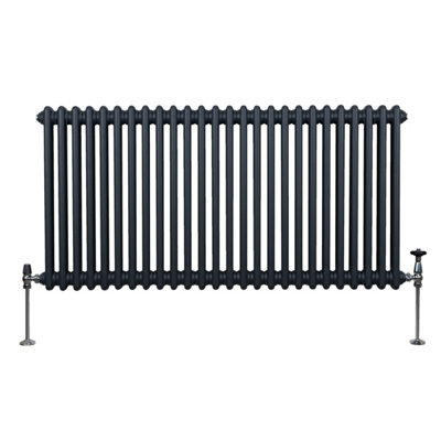 Traditional 2 Column Radiator - 600 x 1192 mm - Anthracite | DIY at B&Q