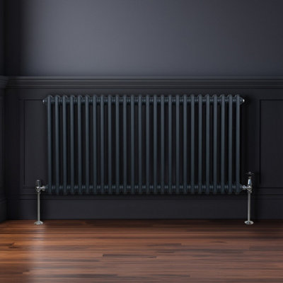 Traditional 2 Column Radiator - 600 x 1192 mm - Anthracite | DIY at B&Q