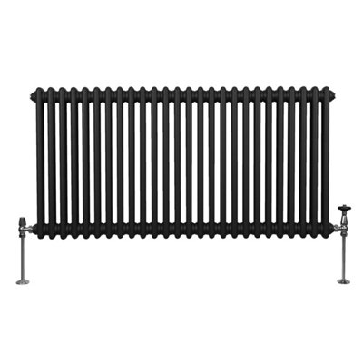 Traditional 2 Column Radiator - 600 x 1192 mm - Black