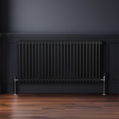 Traditional 2 Column Radiator - 600 x 1192 mm - Black