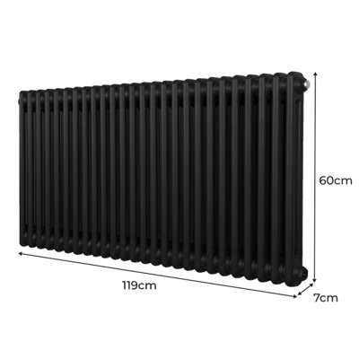 Traditional 2 Column Radiator - 600 x 1192 mm - Black
