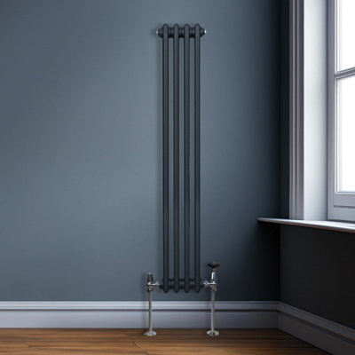 Traditional 3 Column Radiator - 1500 x 202 mm - Anthracite | DIY at B&Q