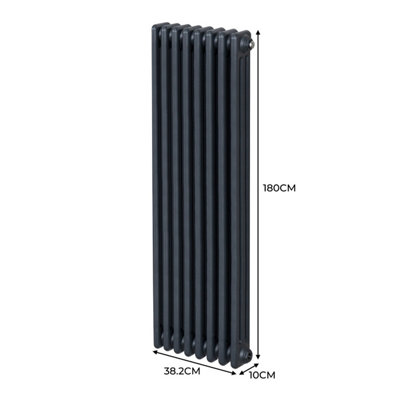 Traditional 3 Column Radiator - 1800 x 382 mm - Anthracite