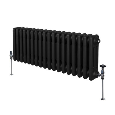 Traditional 3 Column Radiator - 300 x 832 mm - Black | DIY at B&Q
