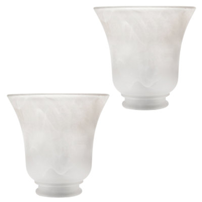 Traditional and Classic Pair of White Alabaster Glass Shades with ...