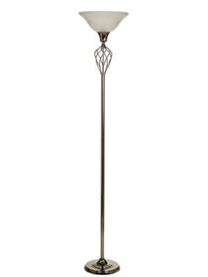 Traditional Barley Twist Floor Lamp Uplighter Standard Light Glass ...