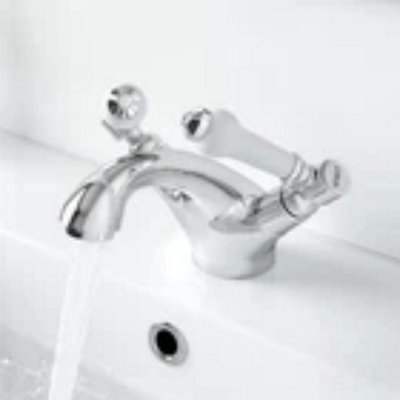 TRADITIONAL BASIN MIXER TAP SINK BATHROOM MONOBLOC CHROME CERAMIC LEVER ...