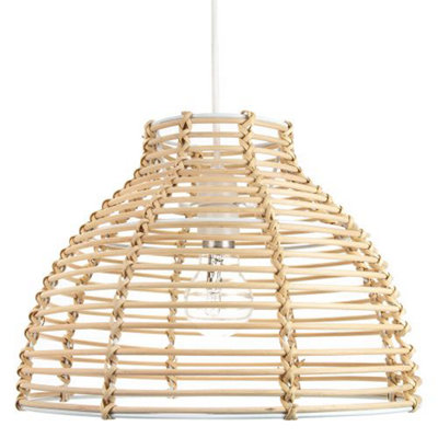 Traditional Basket Style Light Brown Rattan Wicker Ceiling Pendant ...