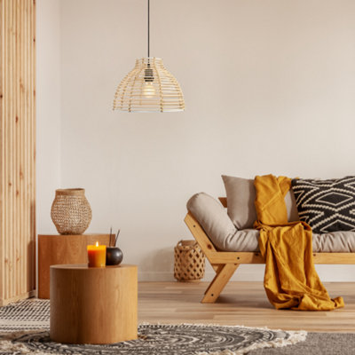 Traditional Basket Style Light Brown Rattan Wicker Ceiling Pendant ...