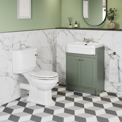 Traditional Bathroom Cloakroom Suite Close Coupled Toilet WC Green ...