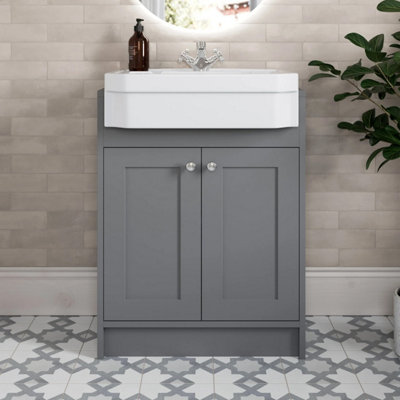 Traditional Bathroom Cloakroom Suite Close Coupled Toilet WC Grey ...