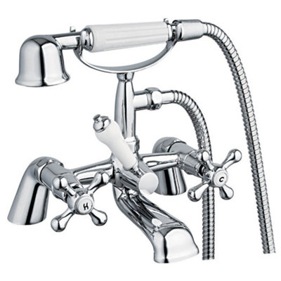 Traditional Bathroom Crosshead and Lever Handle Bath Shower Mixer Tap ...