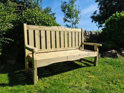Traditional Bench Garden Seat - Timber - L65 x W165 x H100 cm - Fully Assembled