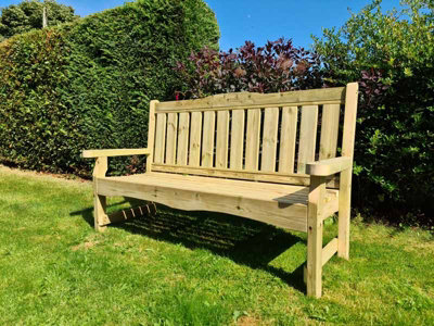 Traditional Bench Garden Seat - Timber - L65 x W165 x H100 cm - Fully Assembled