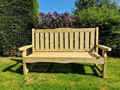 Traditional Bench Garden Seat - Timber - L65 x W165 x H100 cm - Fully Assembled