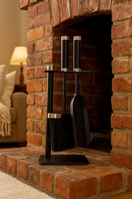 Traditional Black Metal Fireplace Tool Set, 2-Piece Hearth Accessories ...