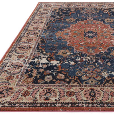 Traditional Bordered Persian Floral Easy to clean Rug for Dining Room ...