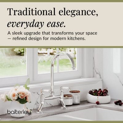 Traditional Bridge Mixer Kitchen Tap with Lever Handles - Chrome