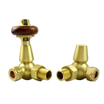 Traditional Brushed Gold Corner TRV Thermostatic Radiator Valve ...
