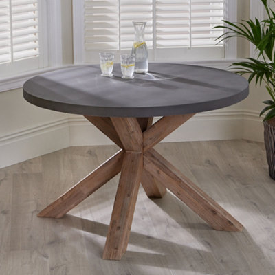 Traditional Burford Industrial Edge Home Furniture Round Dining Table ...