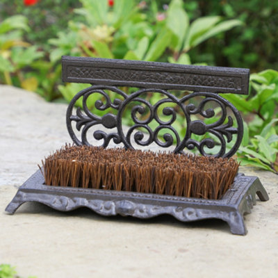 Traditional Cast Iron Ornate Outdoor Garden Boot Brush and Scraper