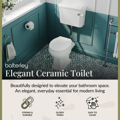 Traditional Classic Low Level Toilet Pan, Cistern and Flush Pipe Kit