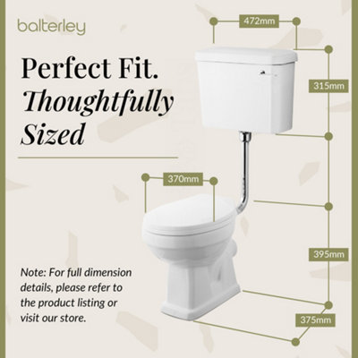 Traditional Classic Low Level Toilet Pan, Cistern and Flush Pipe Kit