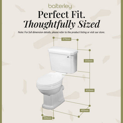 Traditional Close Coupled Toilet Pan, Cistern & Soft Close Seat - 820mm ...