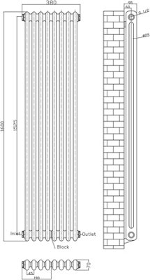 Traditional Colosseum Vertical Double Bar Column Radiator 1600x380mm ...