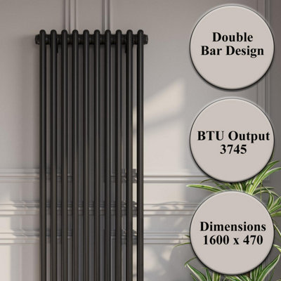 Traditional Colosseum Vertical Double Bar Column Radiator 1600x470mm ...