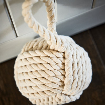 Buy Traditional Cream Cotton Rope Ball Knot Door Stopper Decorative ...