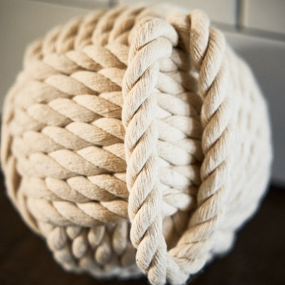 Traditional Cream Cotton Rope Ball Knot Door Stopper Decorative Door Stop