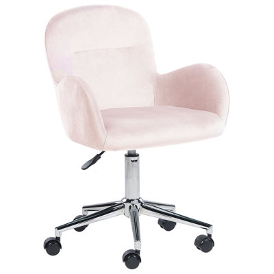 Traditional Desk Chair Velvet Pink PRIDDY | DIY at B&Q