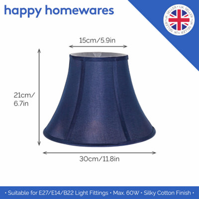 Traditional Empire Shaped 12 Inch Lamp Shade in Rich Silky Navy Cotton ...